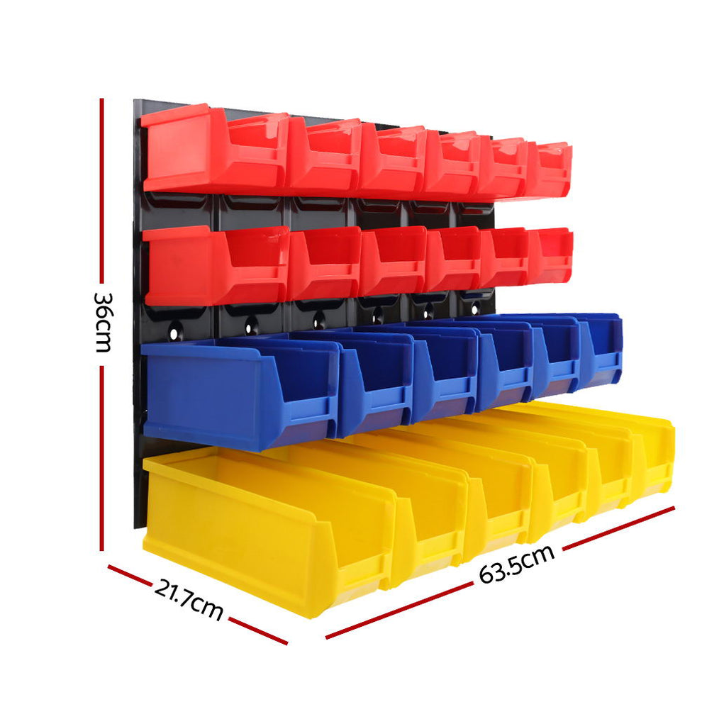 Giantz 48 Storage Bin Rack Wall Mounted Peg Board – toolboxpro.com.au